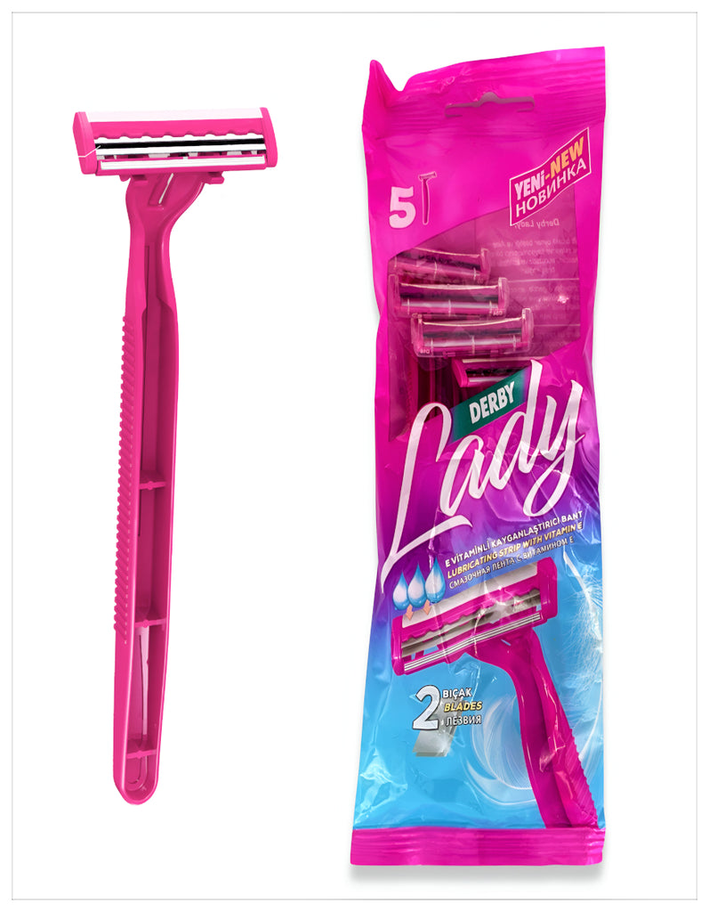 DERBY LADY TWIN BLADE Razor (5 PCS) | Milia Cosmetics UAE